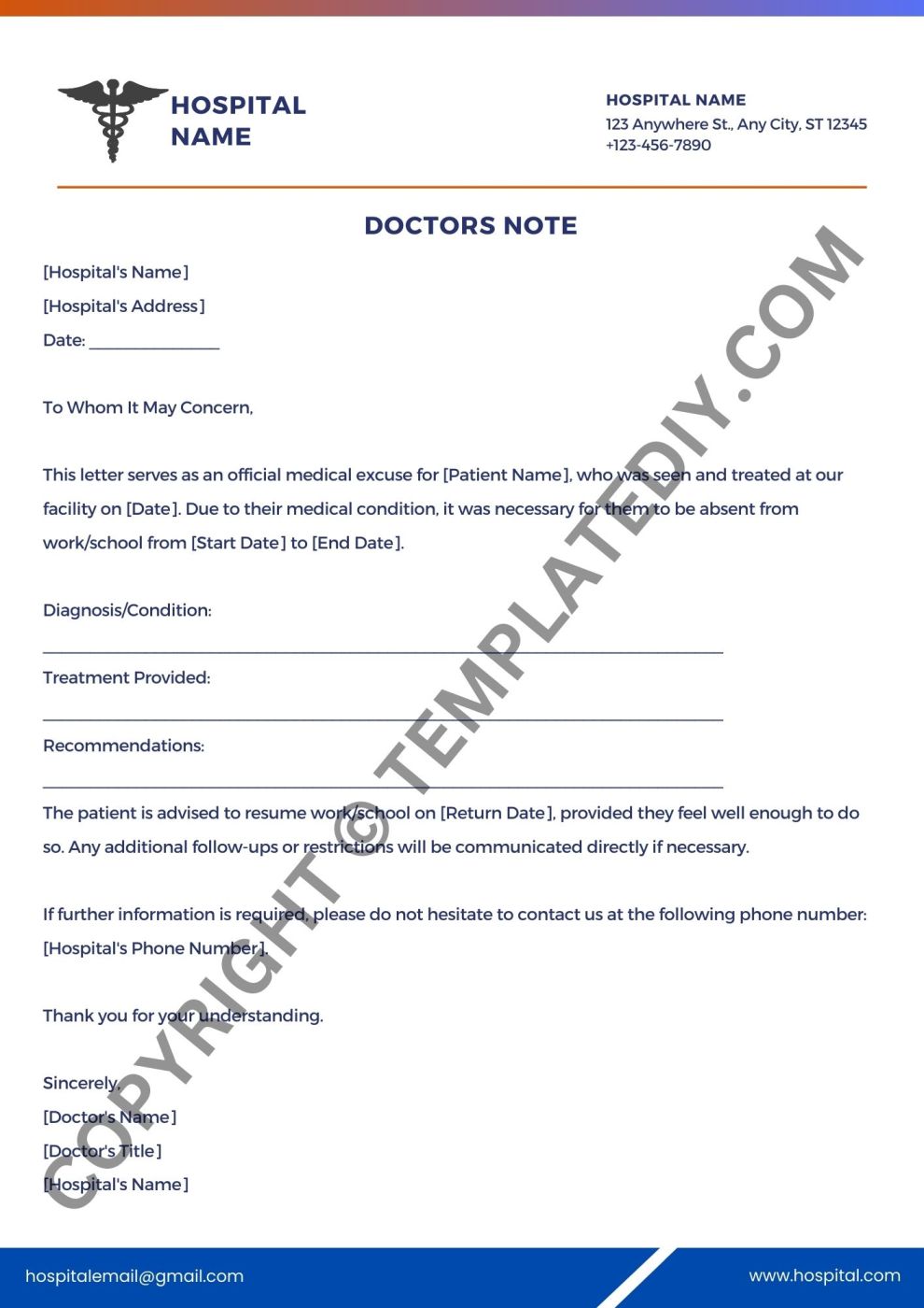 Patient First Doctor’s Note Template – Editable PDF & Word Download