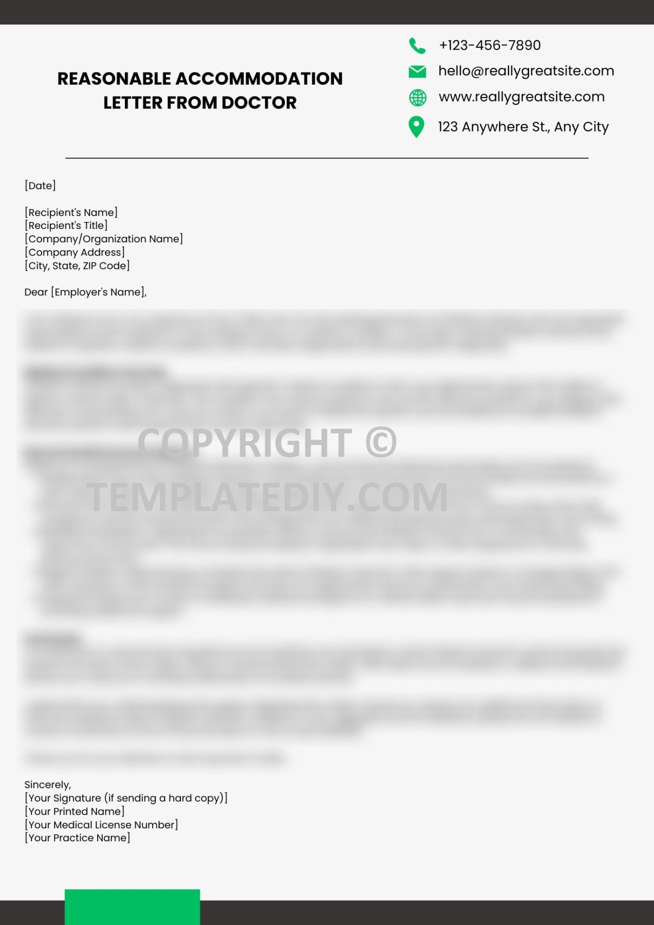 Reasonable Accommodation Letter from Doctor [Word Editable]