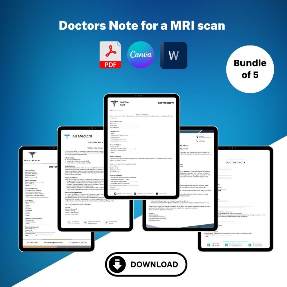 Doctors Note for a MRI Scan Template Word, PDF [Editable]