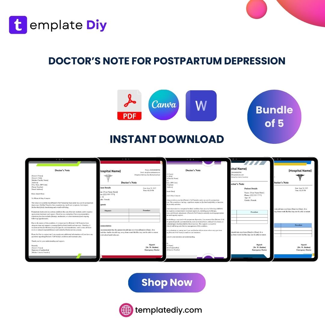 Doctors Note for Postpartum Depression Template [Word]