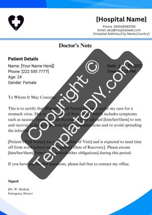 Doctors Note Stomach Virus Template [Word Editable]