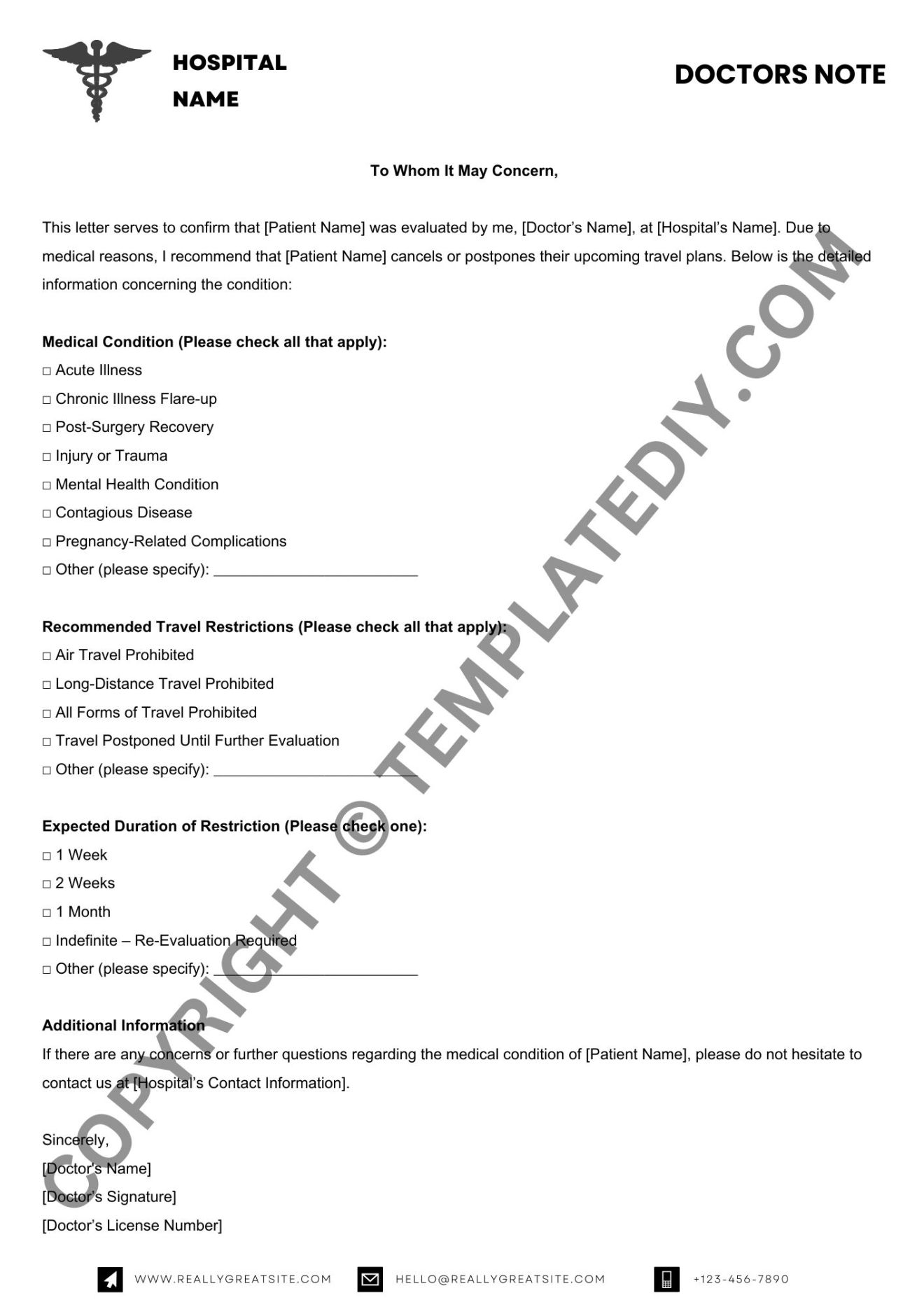 Doctor’s Note for Travel Cancellation | PDF & Word Template