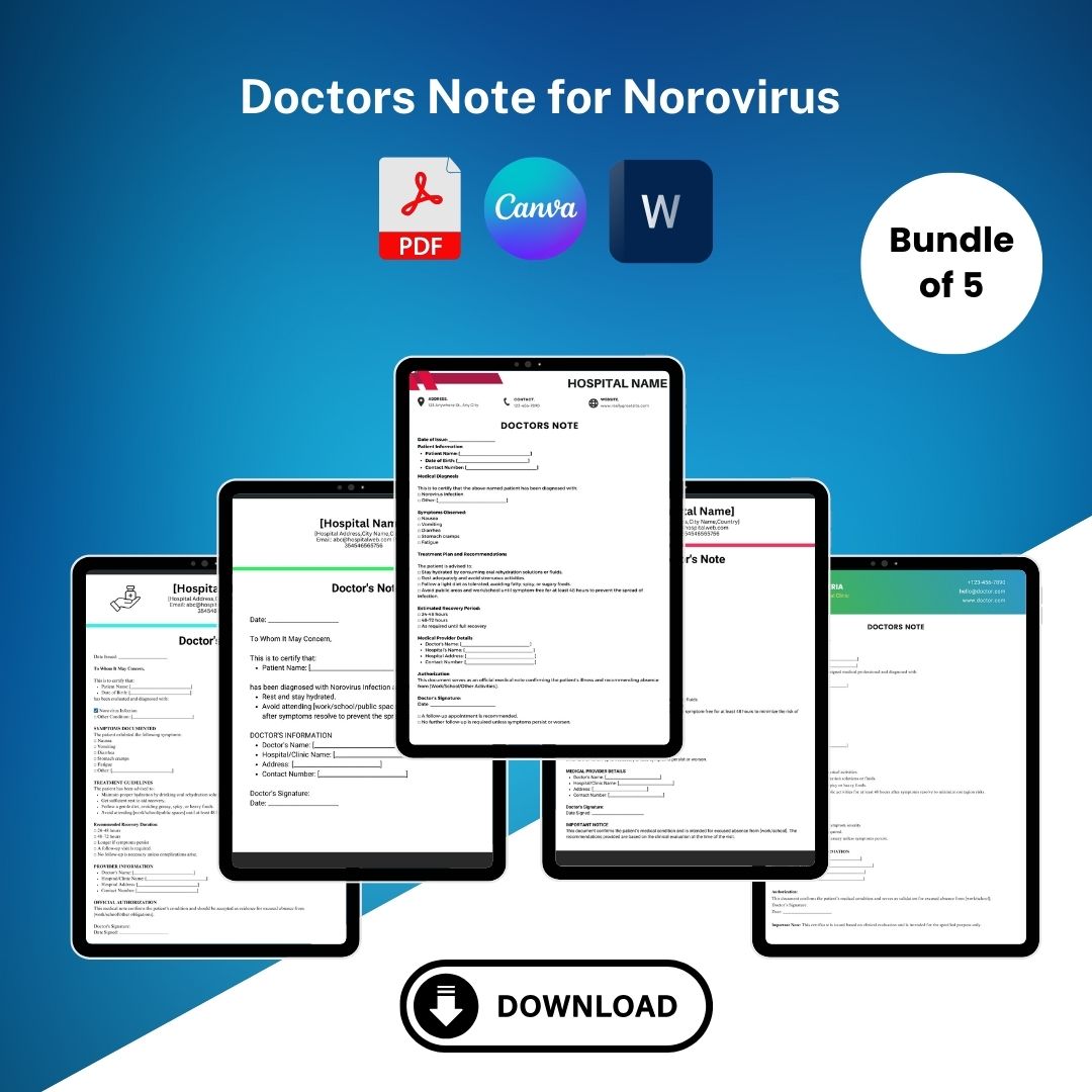 Doctors Note for Norovirus Template [Word Editable]