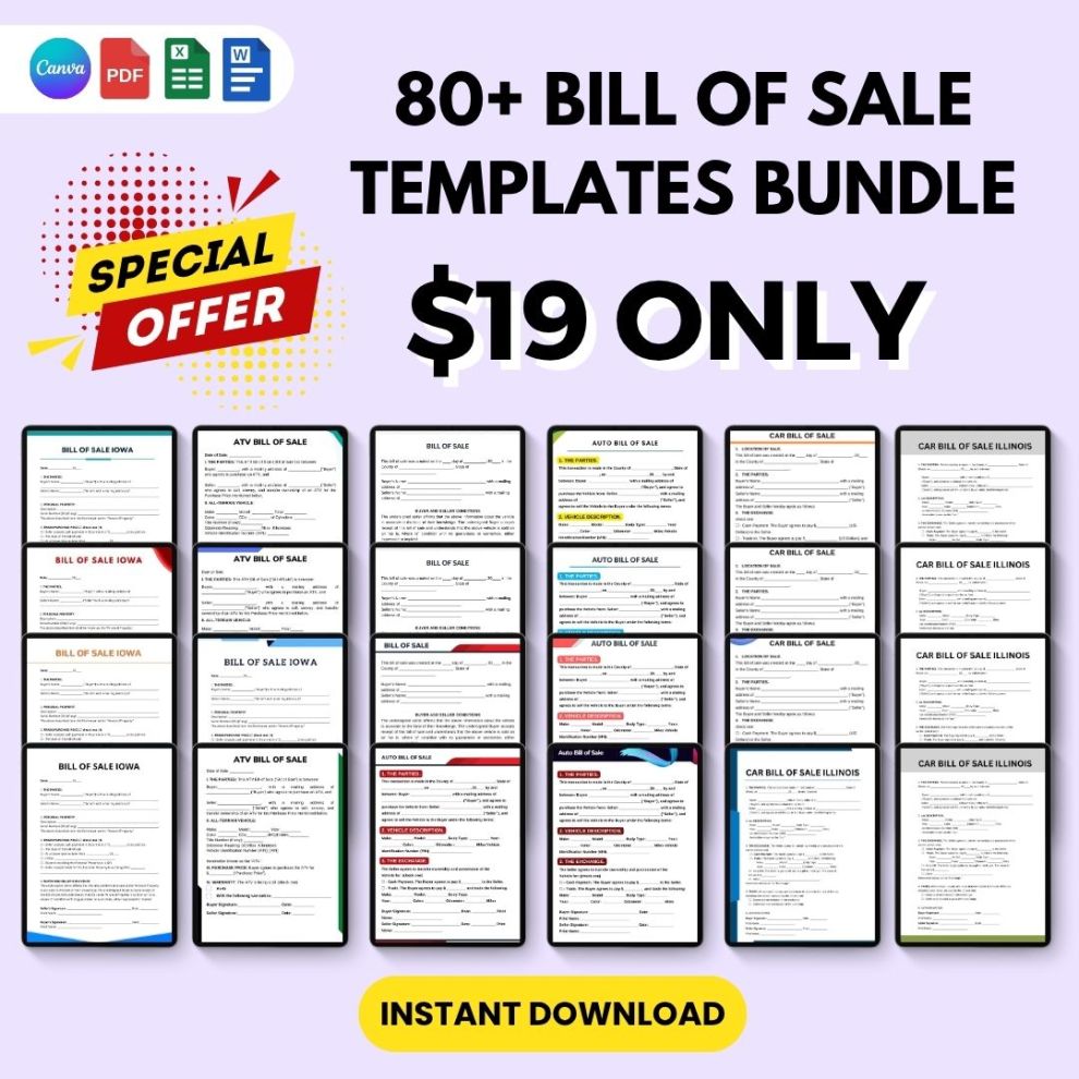 85+ Bill of Sale Format Bundle Templates in PDF [Editable Word]